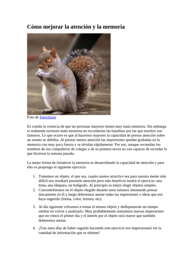 Cómo Mejorar La Atención y La Memoria | PDF