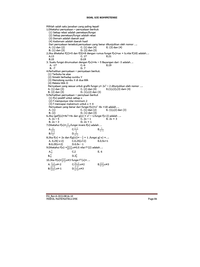 UH Fs Komposisi Dan Fs Invers | PDF