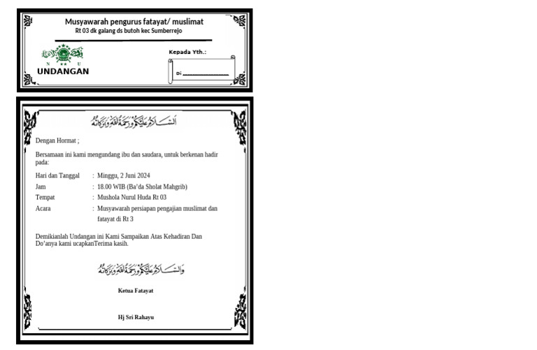 UNDANGAN Fatayat Sisok | PDF