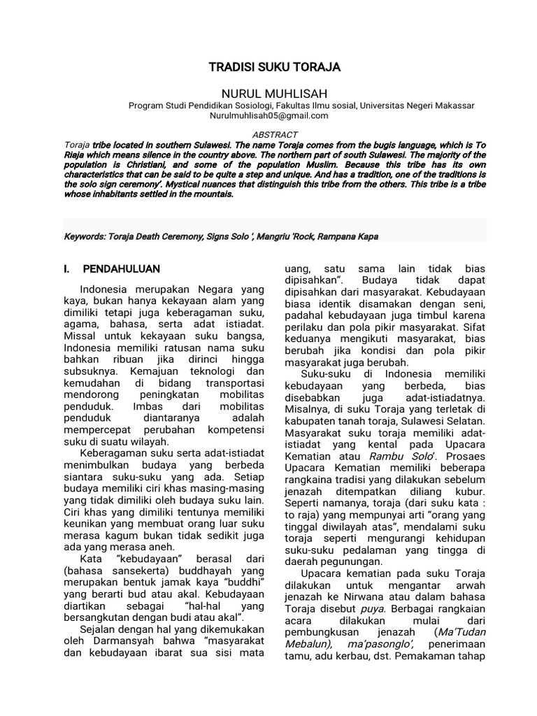 Tradisi Suku Toraja | PDF | Agama & Spiritualitas