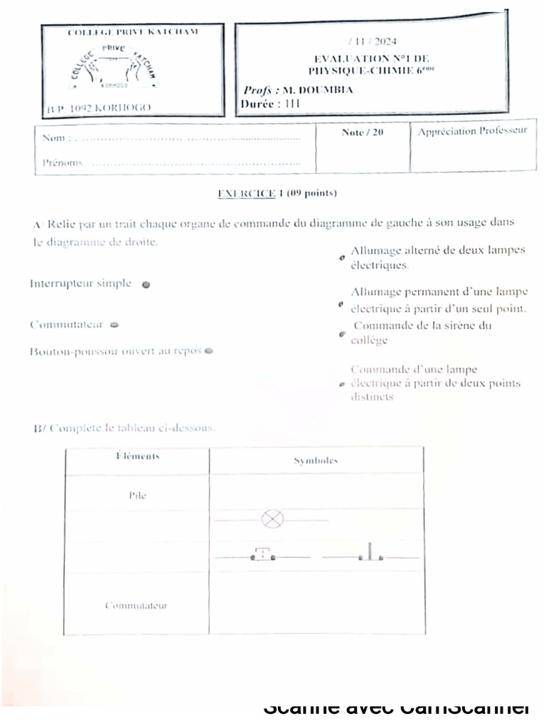 Devoir de PC 6e | PDF