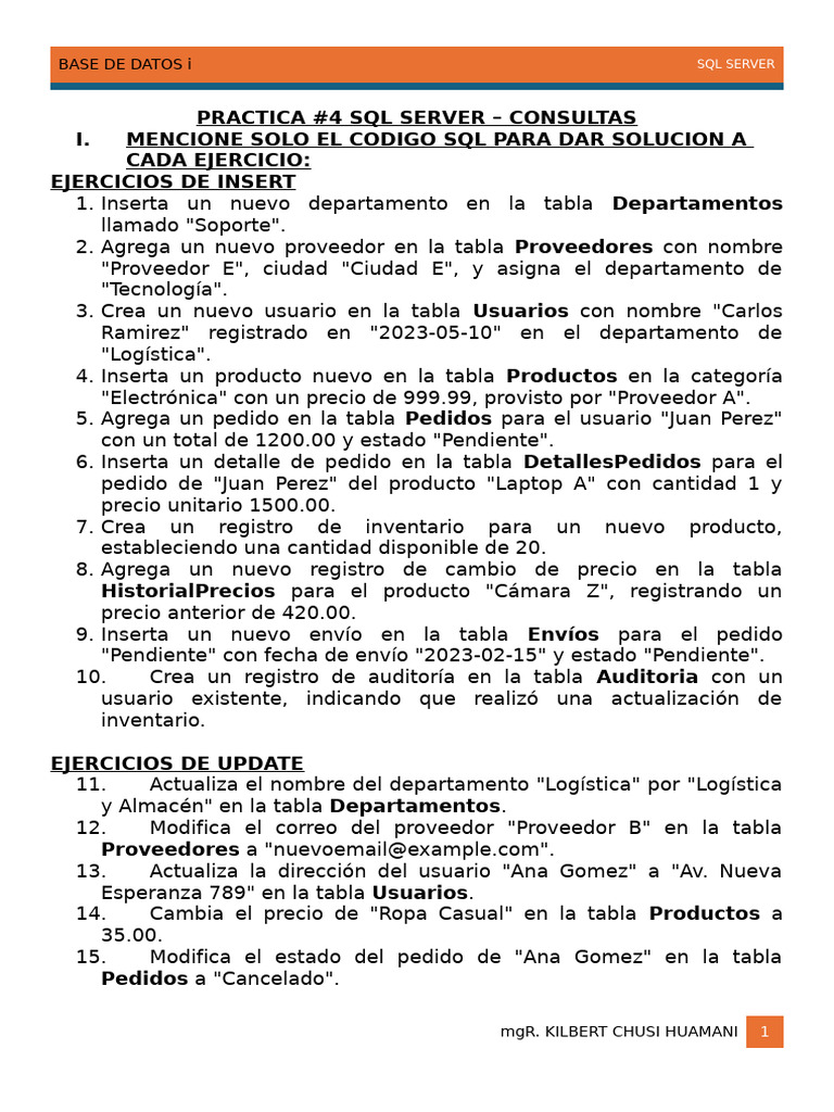 Practica#4-Sql Consultas | PDF | SQL | Servidor SQL de Microsoft