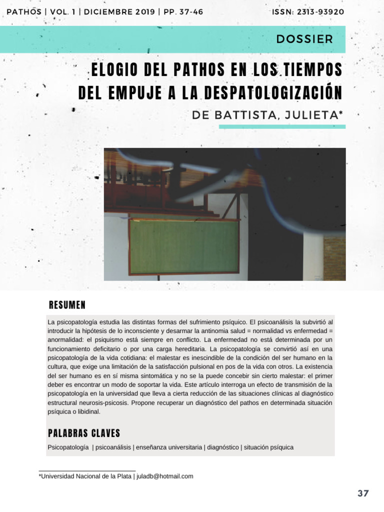 De Battista Julieta. Revista Pathos-37-46 | PDF | Psicosis | Neurosis