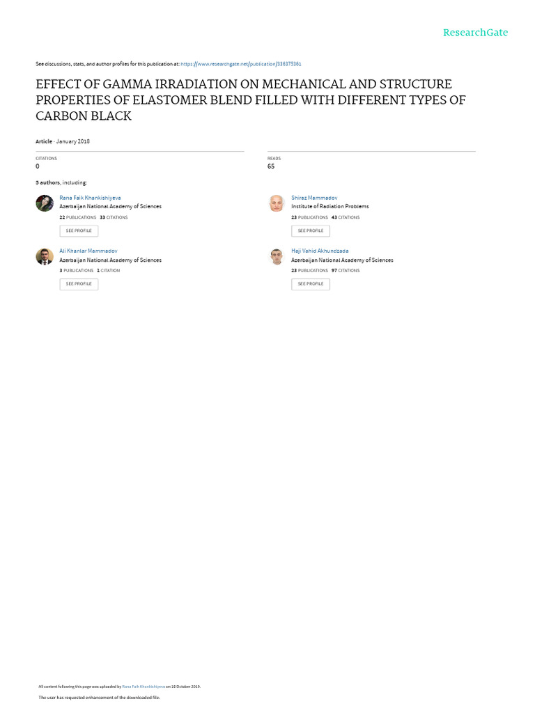 Effect of Gamma Irradiation On Mechanical and Structure Properties of Elastomer Blend Filled ...