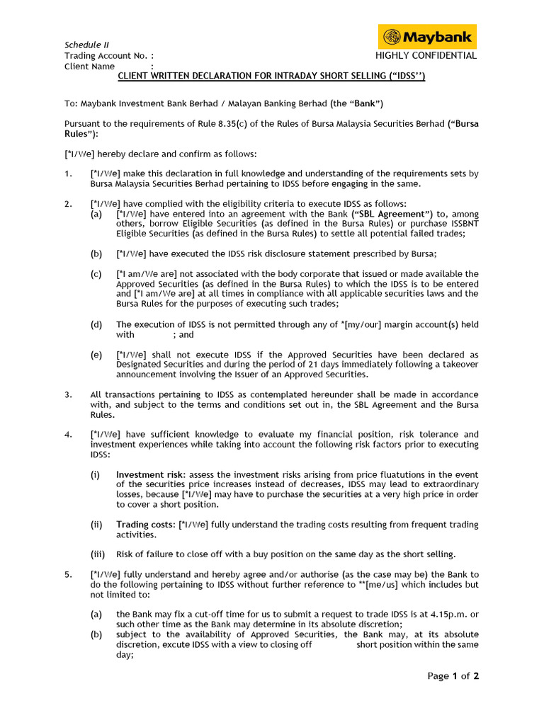 IDSS Client Declaration Form | PDF | Banks | Risk