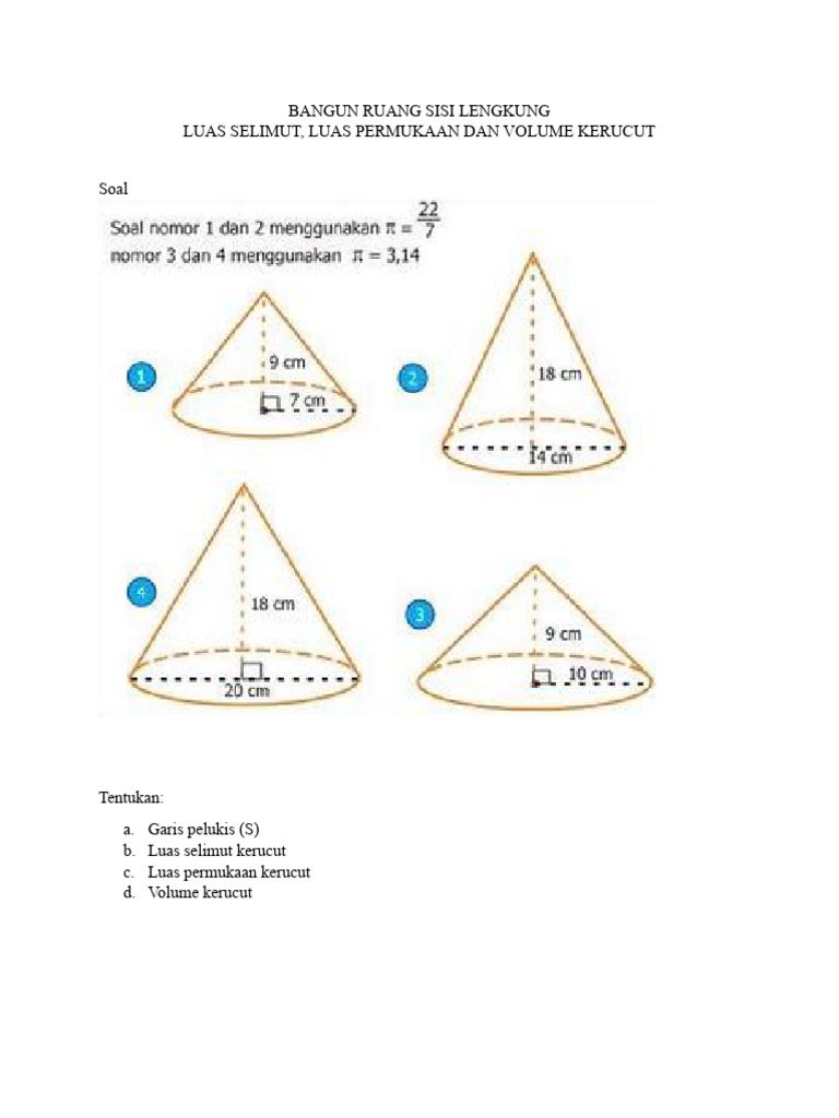 LATIHAN 9A Materi Kerucut | PDF