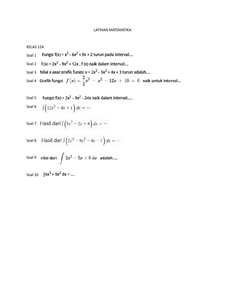 LATIHAN MATEMATIKA Kelas 12 | PDF