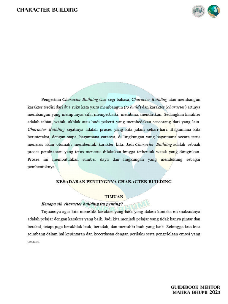 Guidebook Character Building | PDF | Karier & Perkembangan | Ilmu Sosial