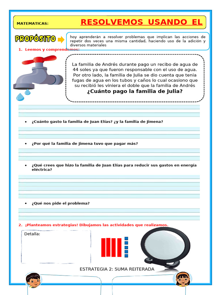 U7 s4 Ficha d4 Mat Resolvemos Problemas Suando El Doble | PDF