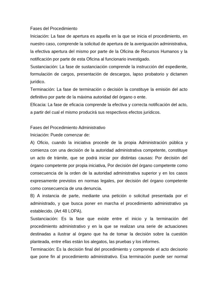 Fases del Procedimiento Administrativo | PDF | Constitución | Justicia