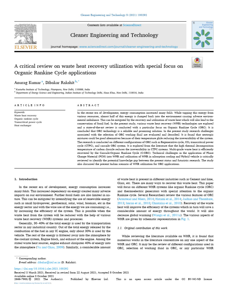 A Critical Review On Waste Heat Recovery Utilization With Special Focus ...