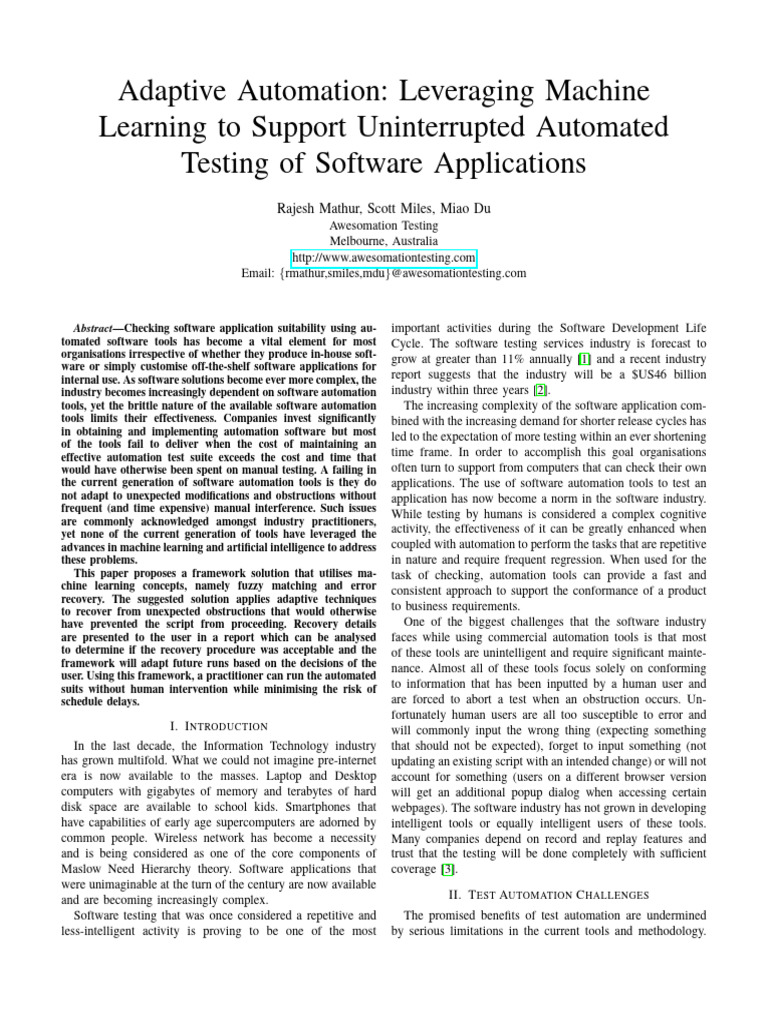 Adaptive Automation Leveraging Machine Learning To Support ...