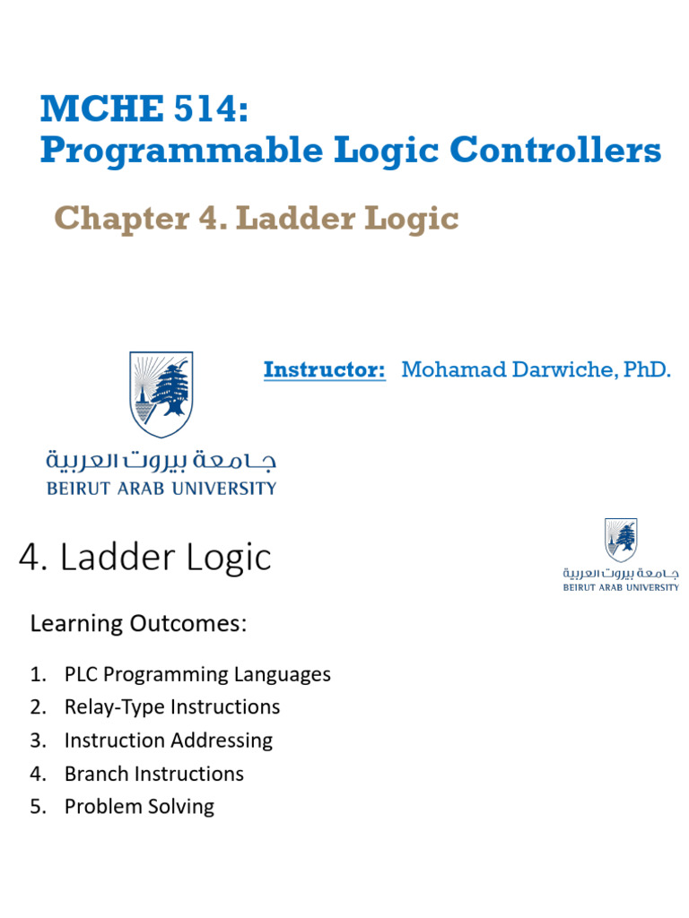 Chapter 4 - Ladder Logic Diagram - Updated | PDF | Programmable Logic Controller | Relay
