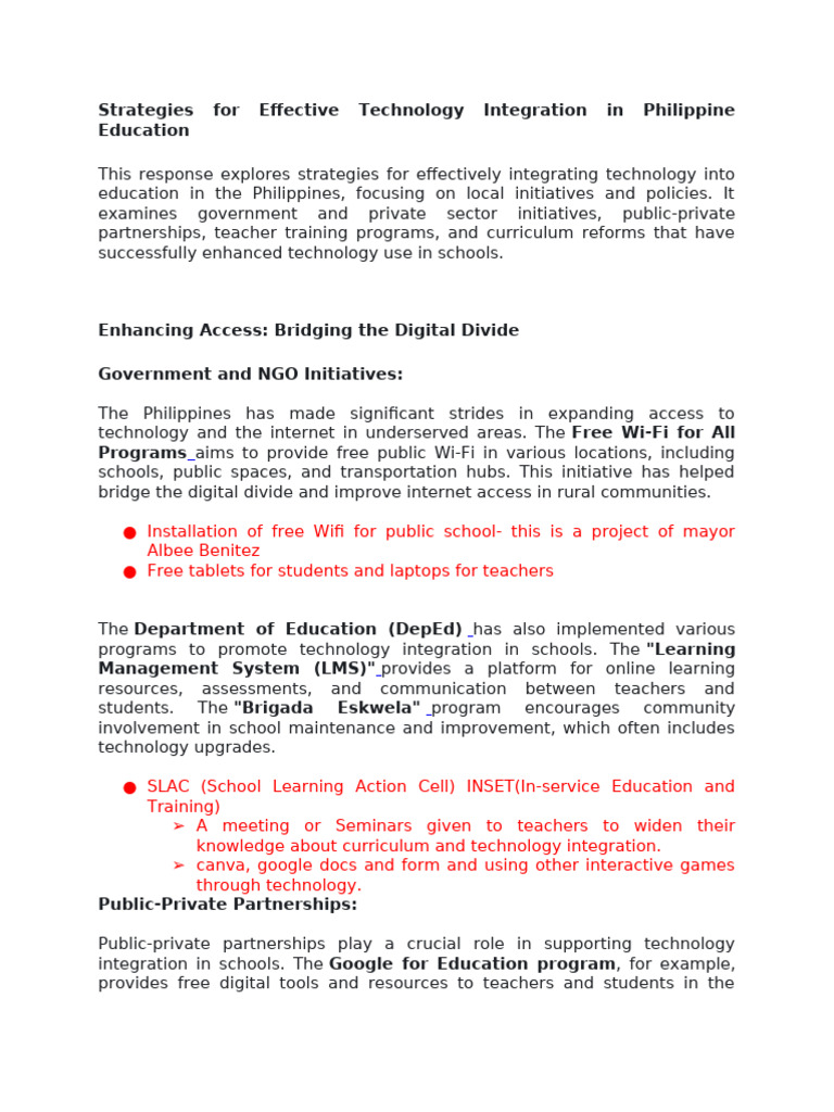 Effective Tech Integration in Philippine Education | PDF | Educational Technology | Teachers