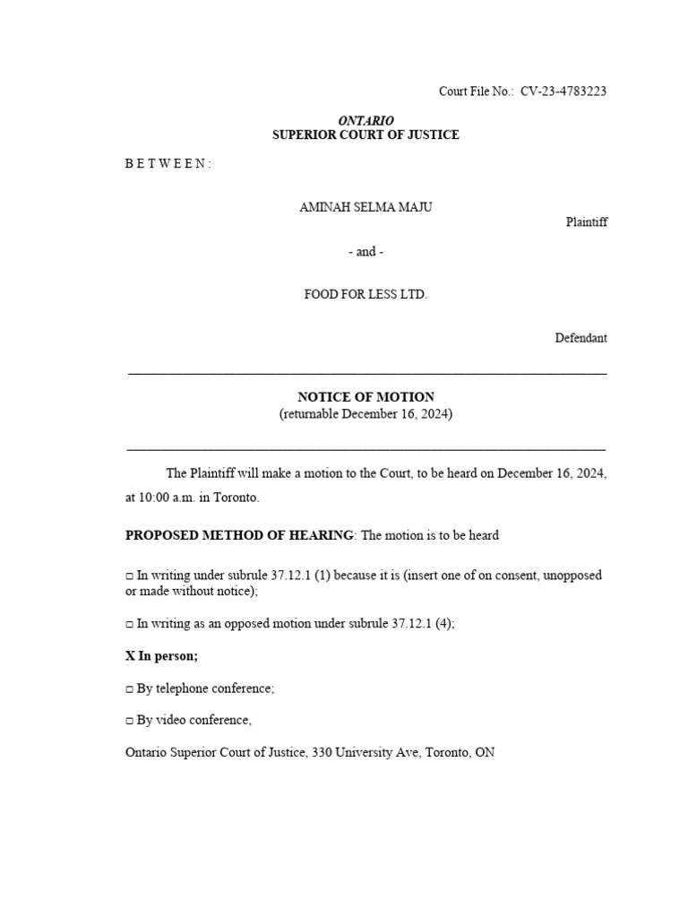 Notice of Motion | PDF | Discovery (Law) | Separation Of Powers