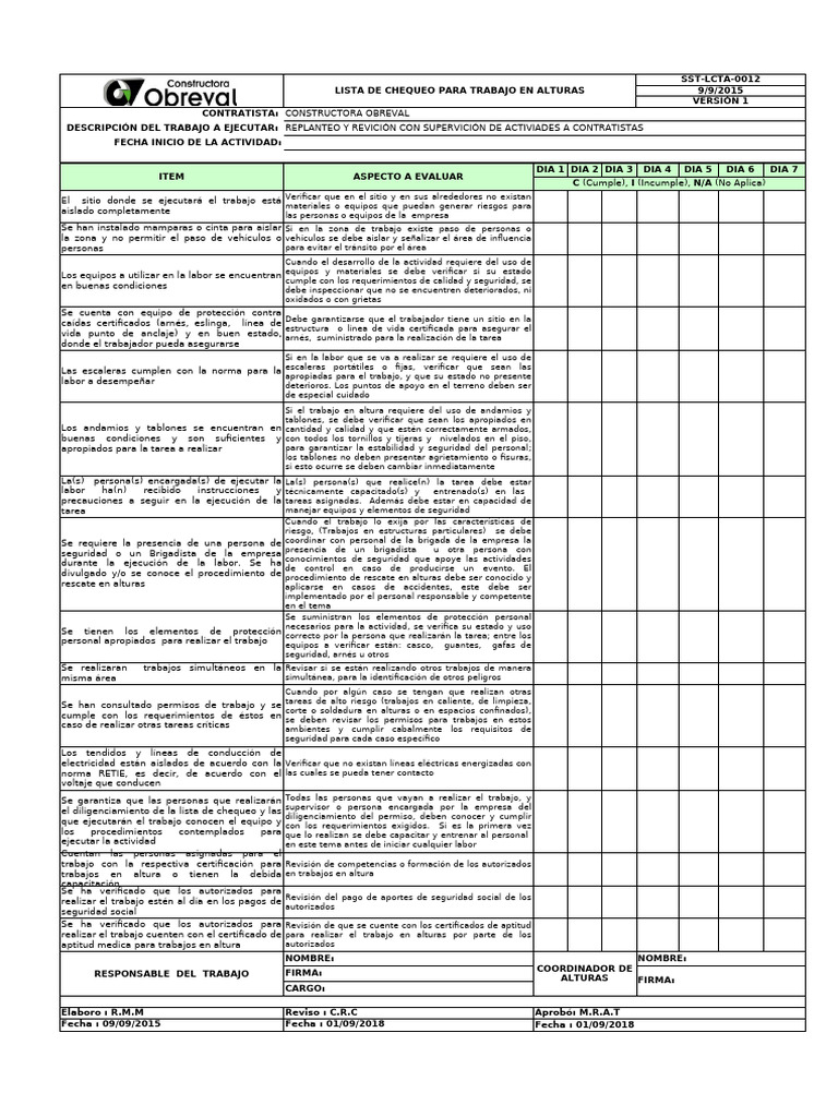 Lista de Chequeo para Trabajo en Alturas | PDF | Business