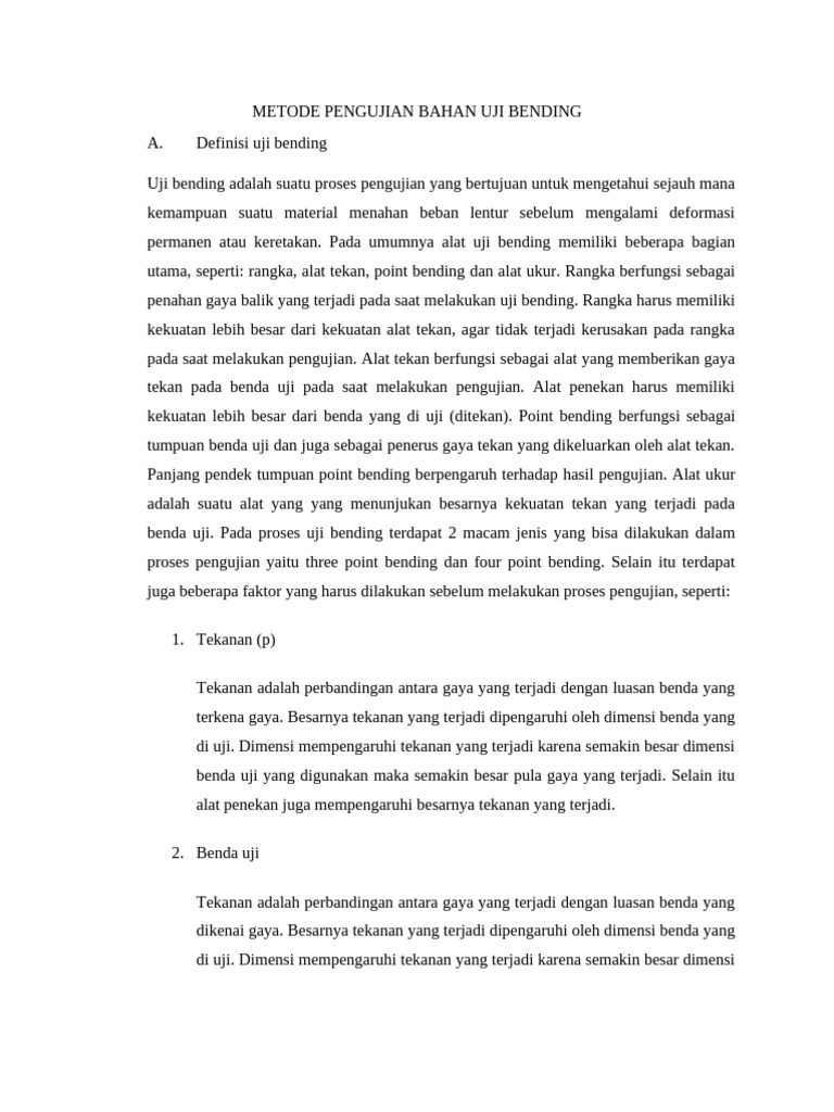 Metode Pengujian Bahan Uji Bending | PDF