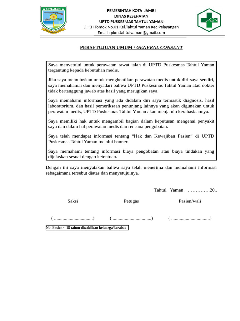Form General Consent | PDF | Kesehatan Holistik