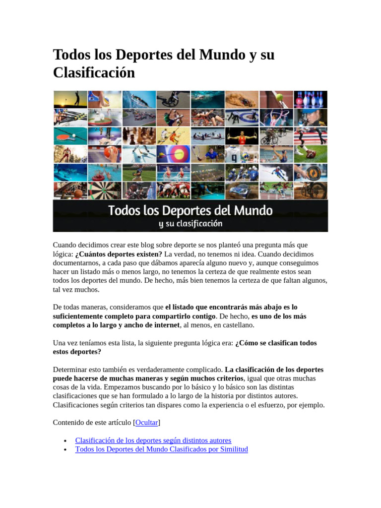 Todos los Deportes del Mundo Clasificados | PDF | Gimnasia | Deportes