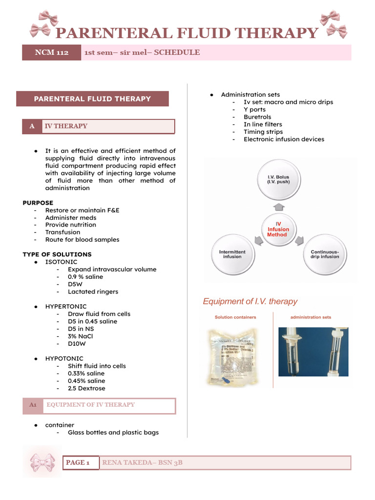 IV Therapy: Techniques and Management | PDF | Intravenous Therapy ...