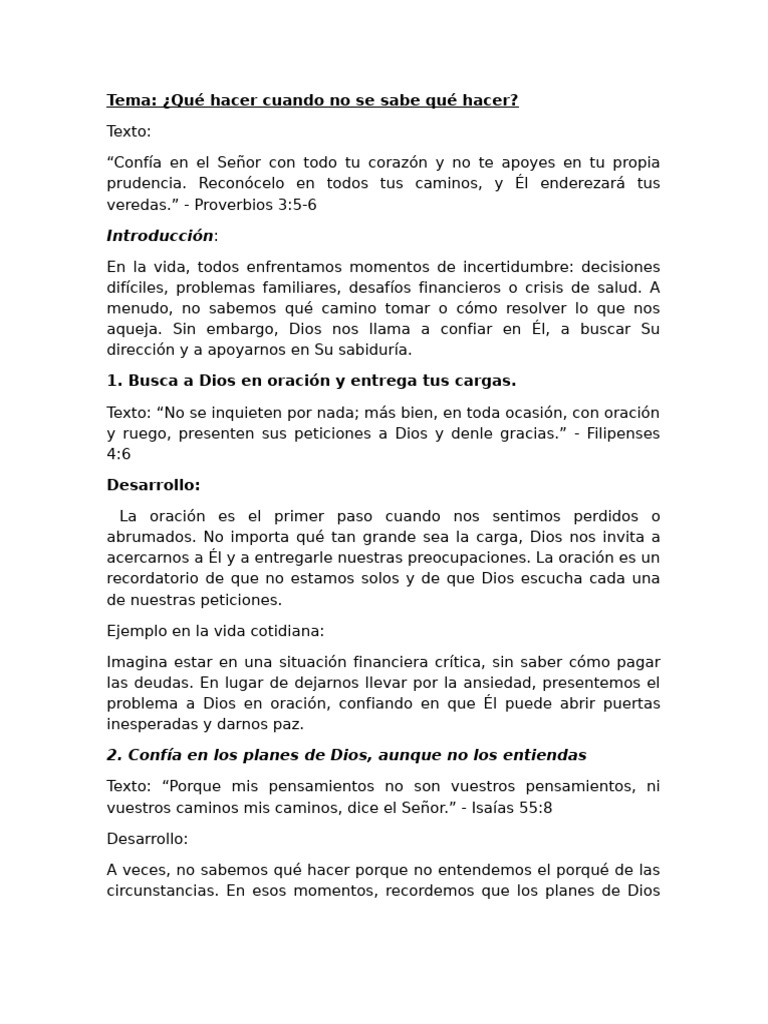 Predic-Que Hacercuando No Se Sabe Que Hacer | PDF | Oración | Dios