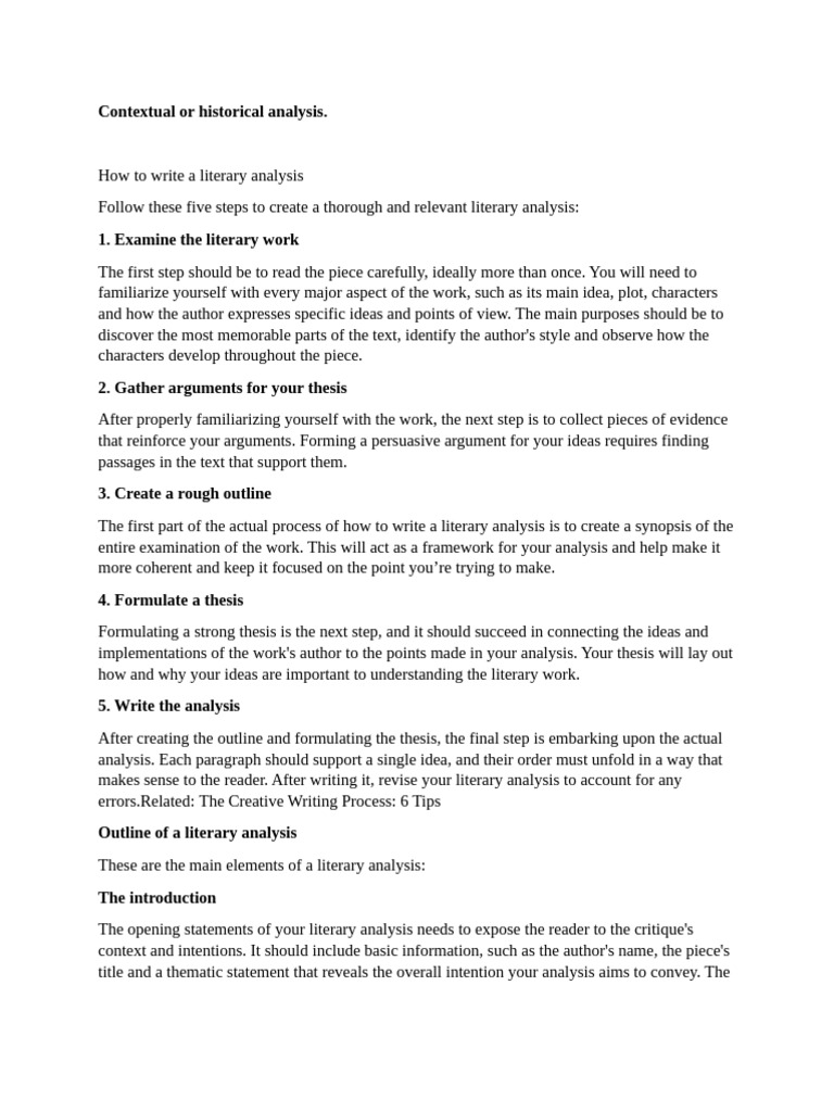 Contextual or Historical Analysis | PDF | Thesis | Essays