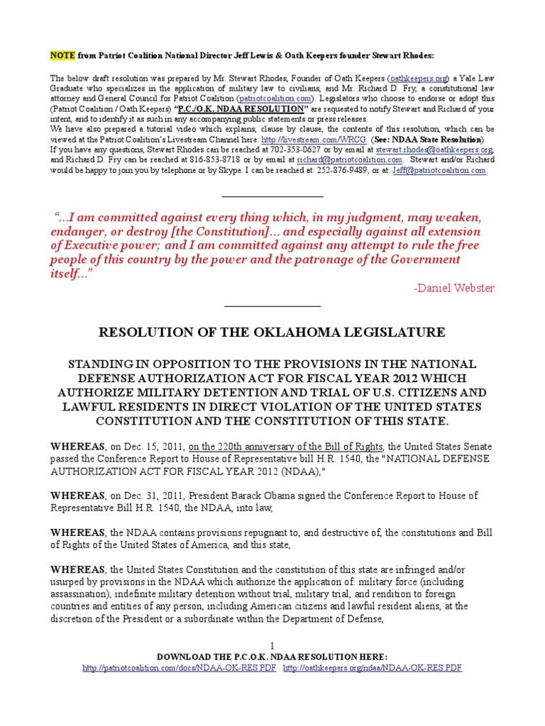 Resolution of The Oklahoma Legislature | Download Free PDF | Article ...