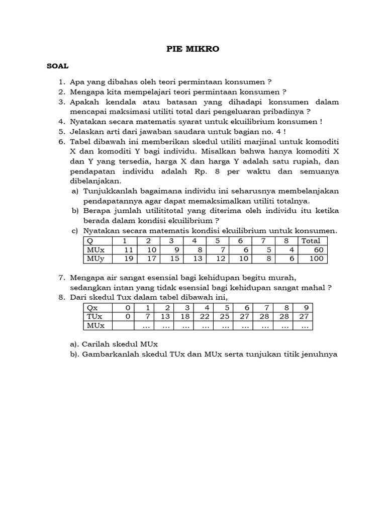 Soal Latihan PIE Mikro | PDF | Sains & Matematika