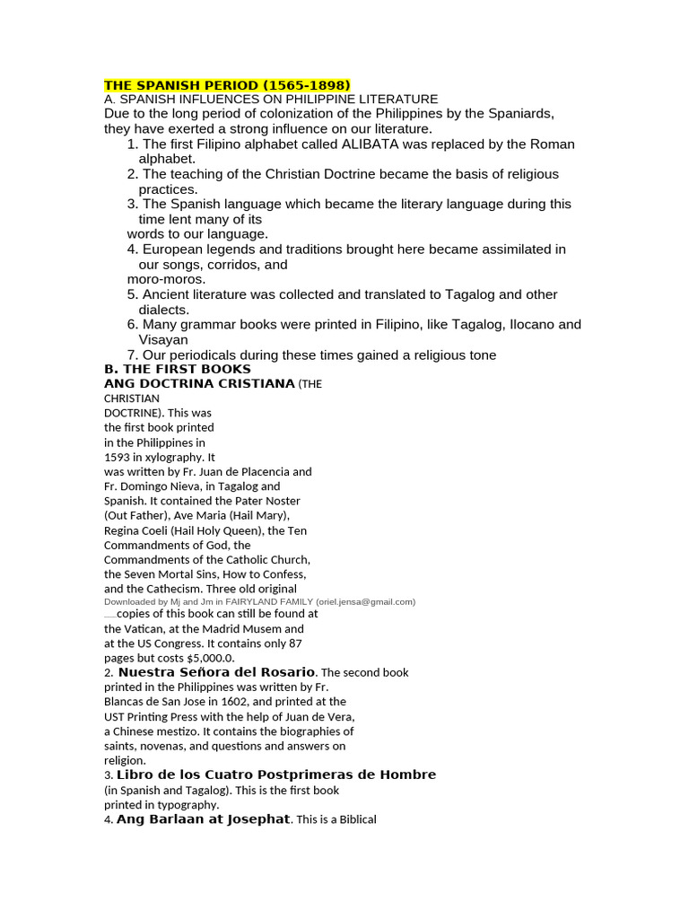 THE SPANISH PERIOD | PDF | Tagalog Language | Philippines