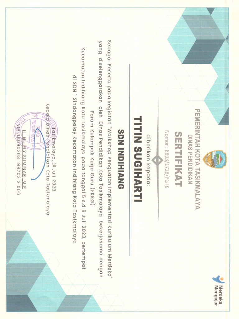 Sertifikat Bu Titin | PDF