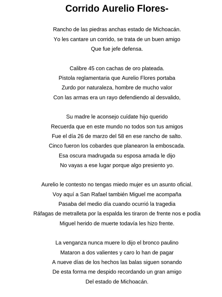 Corrido Aurelio Flores | PDF