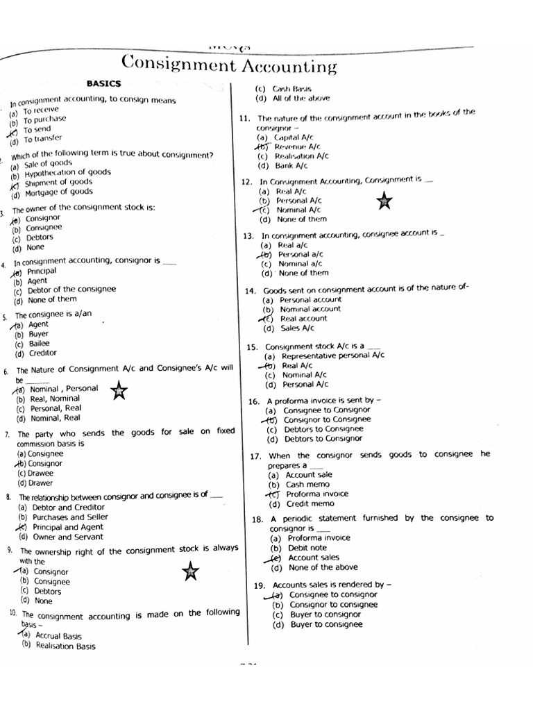 Consignment MCQ | PDF