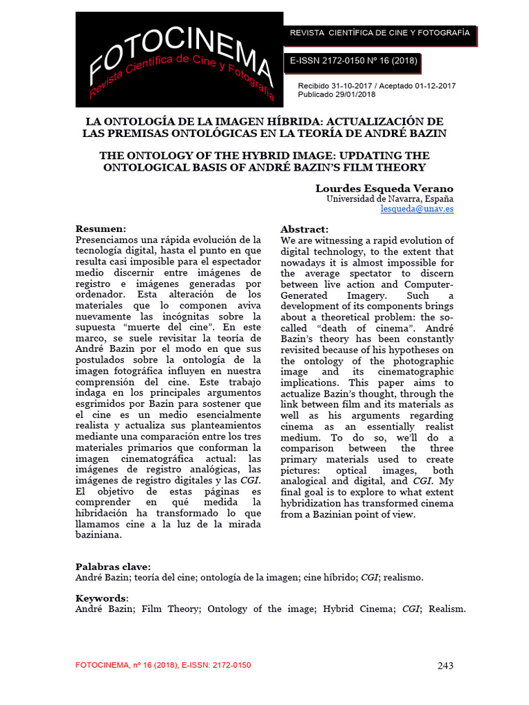 La Ontología de La Imagen Híbrida | PDF | Realidad | Ontología