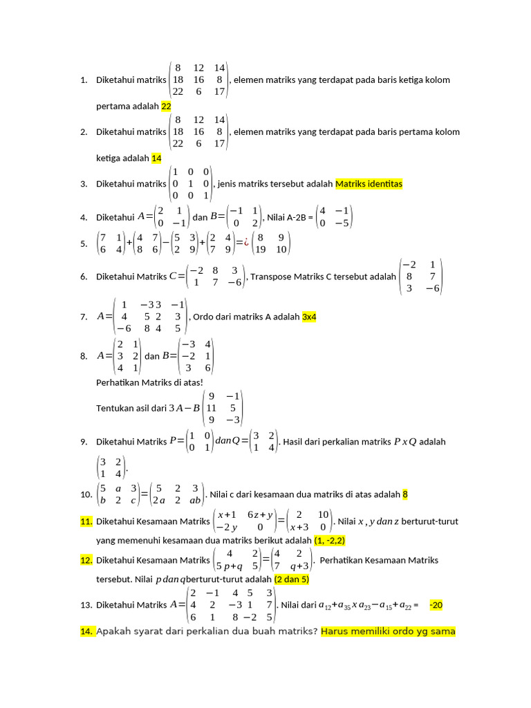 Latihan Soal Mat Pas Kelas Xi | PDF
