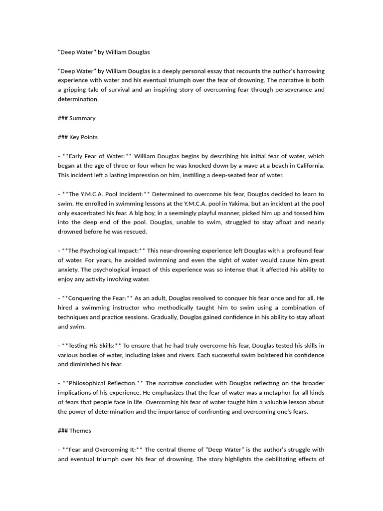 3.deep Water by Prose William Douglas | PDF | Fear | Courage