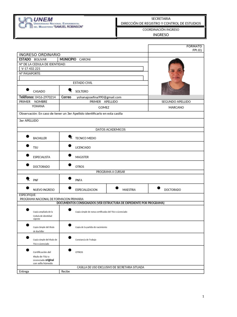 Planilla de Inscripcion 2023 | PDF | Documento de identidad | Privacidad