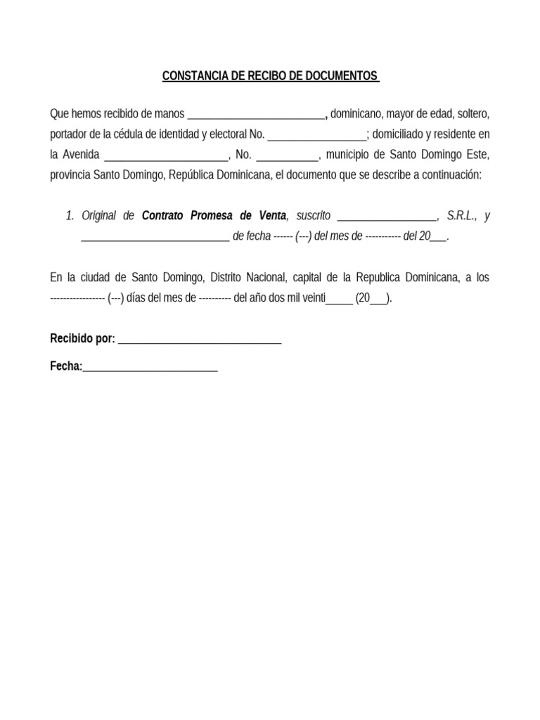 Constancia de Recibo de Documentos | PDF