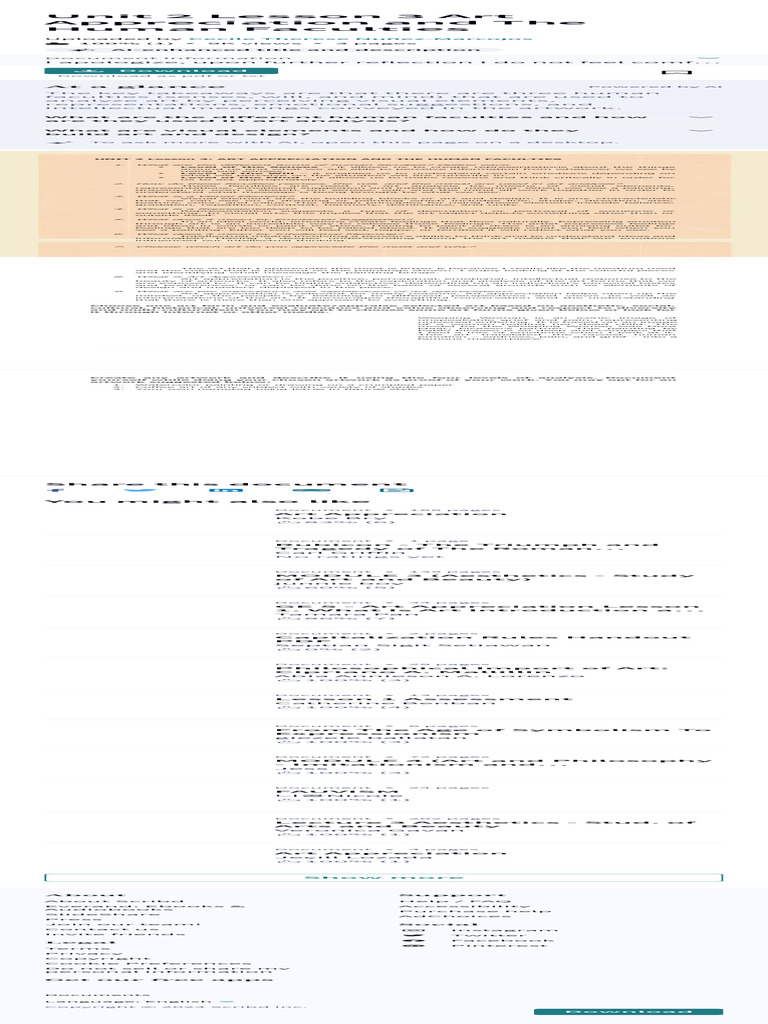 Unit 2 Lesson 3 Art Appreciation and The Human Faculties PDF Mental Processes Aesthetics | PDF ...