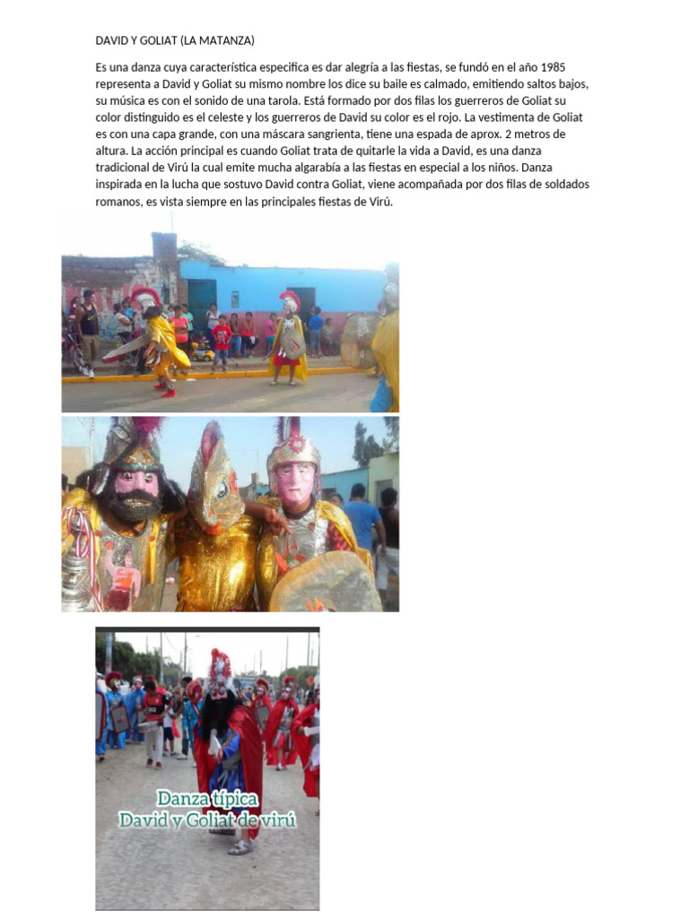 Vestimenta y danza de David y Goliat | PDF