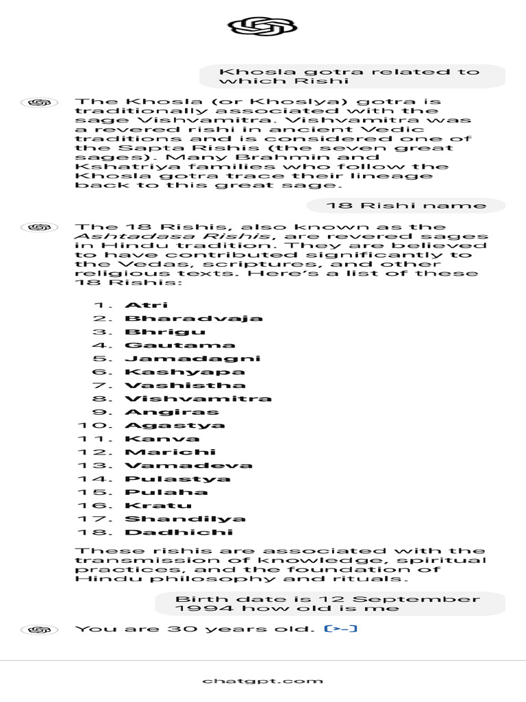 Khosla Gotra and Rishi | PDF