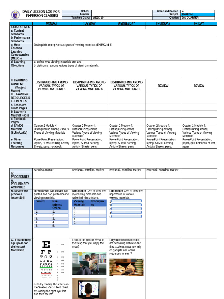 Q2 - English - DLL - Week 10 | PDF | Personal Computers | Desktop Computer