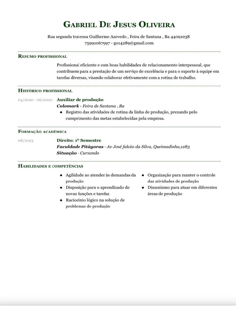 Gabriel - Curriculum Vitae | PDF