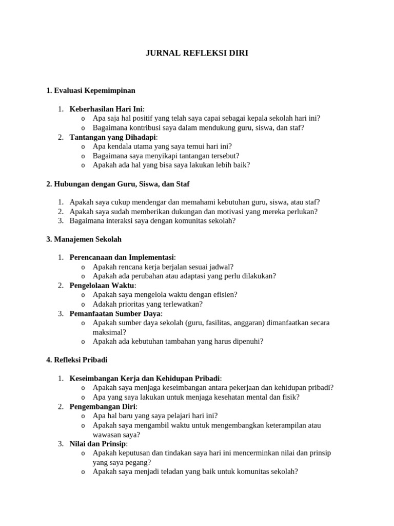 Catatan Jurnal Refleksi Diri | PDF | Pengembangan Diri