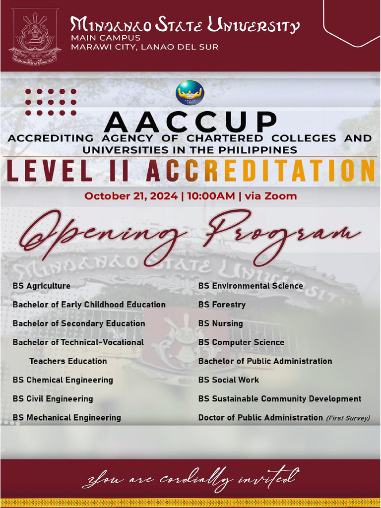 Program MSU Marawi Level II Accreditation | PDF