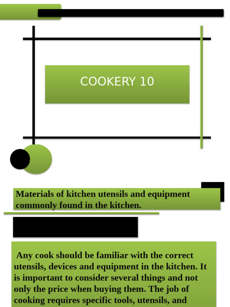 Cookery Tools and Materials | PDF | Kitchen Utensil | Kitchen