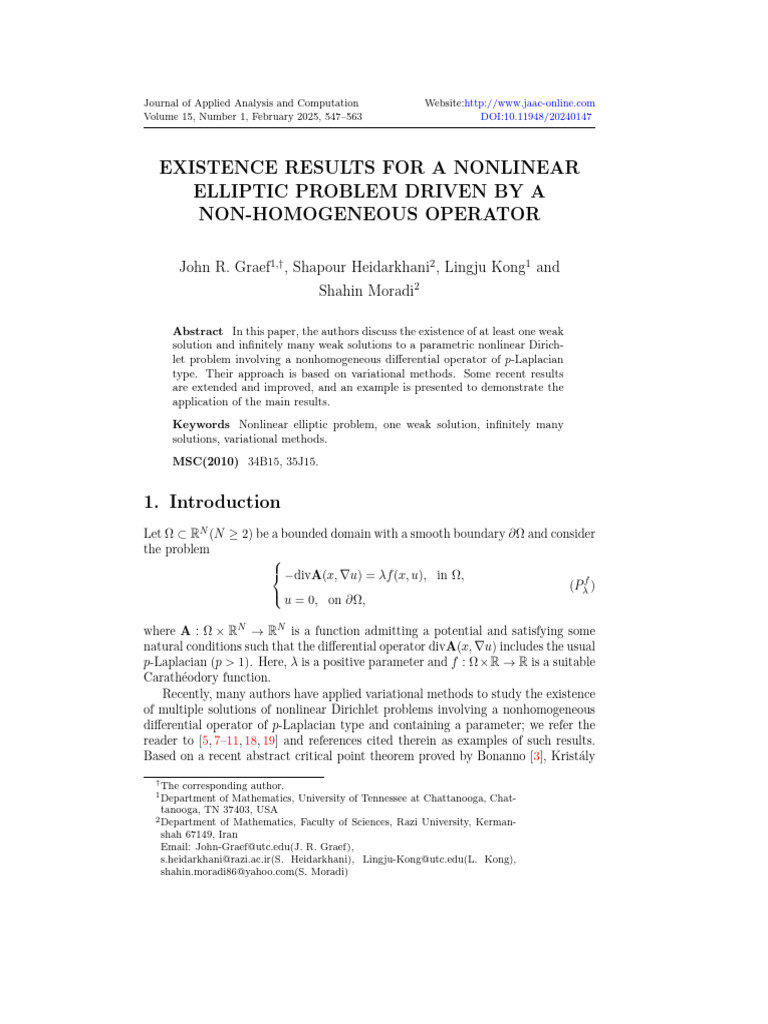 Existence Results For A Nonlinear Elliptic Problem Driven by A Non-Homogeneous Operator | PDF ...