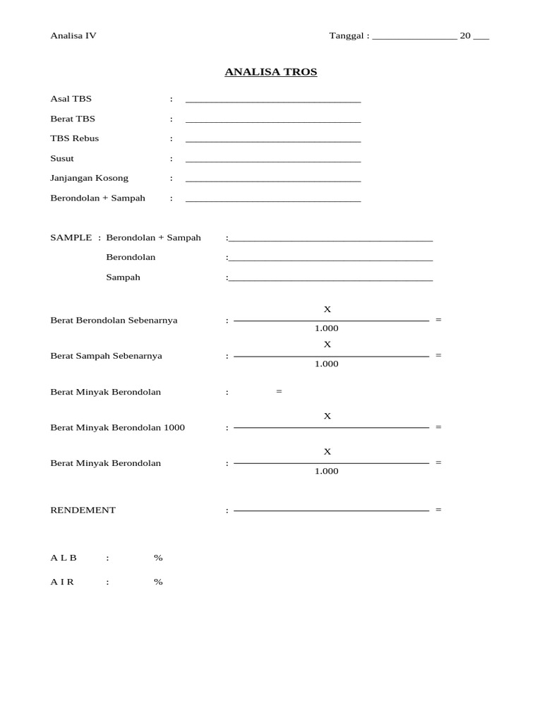 Blanko Analisa Tros | PDF