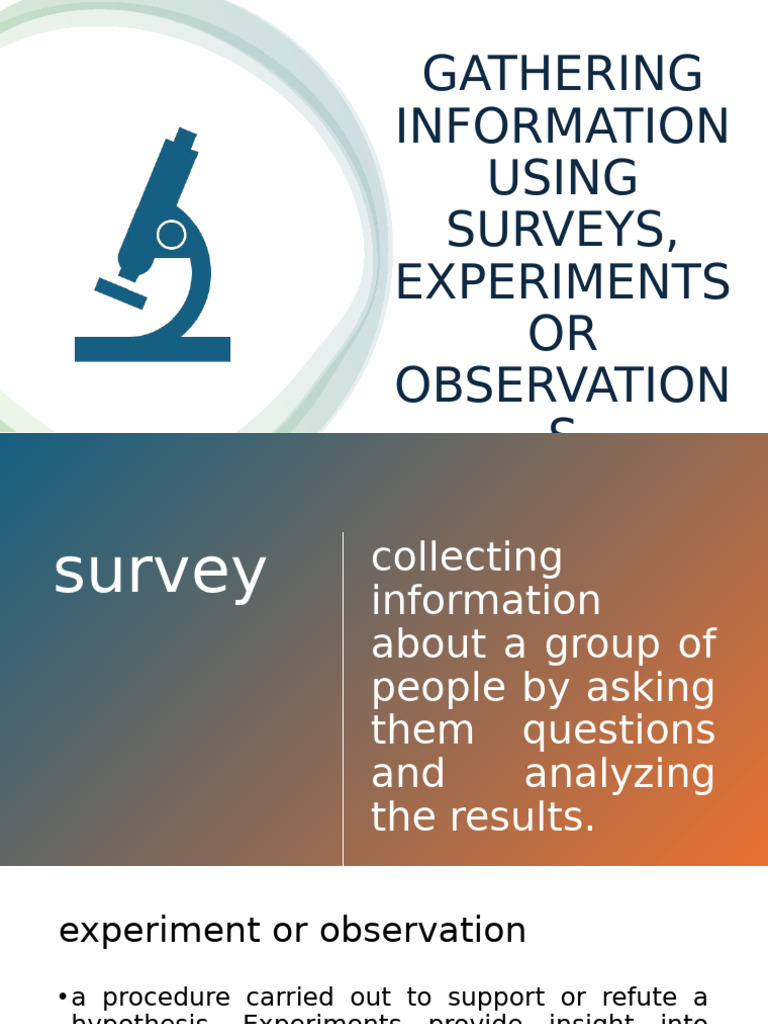 Gathering Information Using Surveys, Experiments or Observations | PDF ...