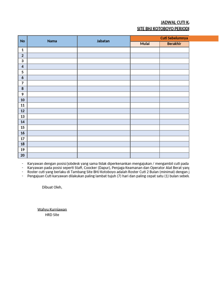 Rekap Cuti Karyawan | PDF