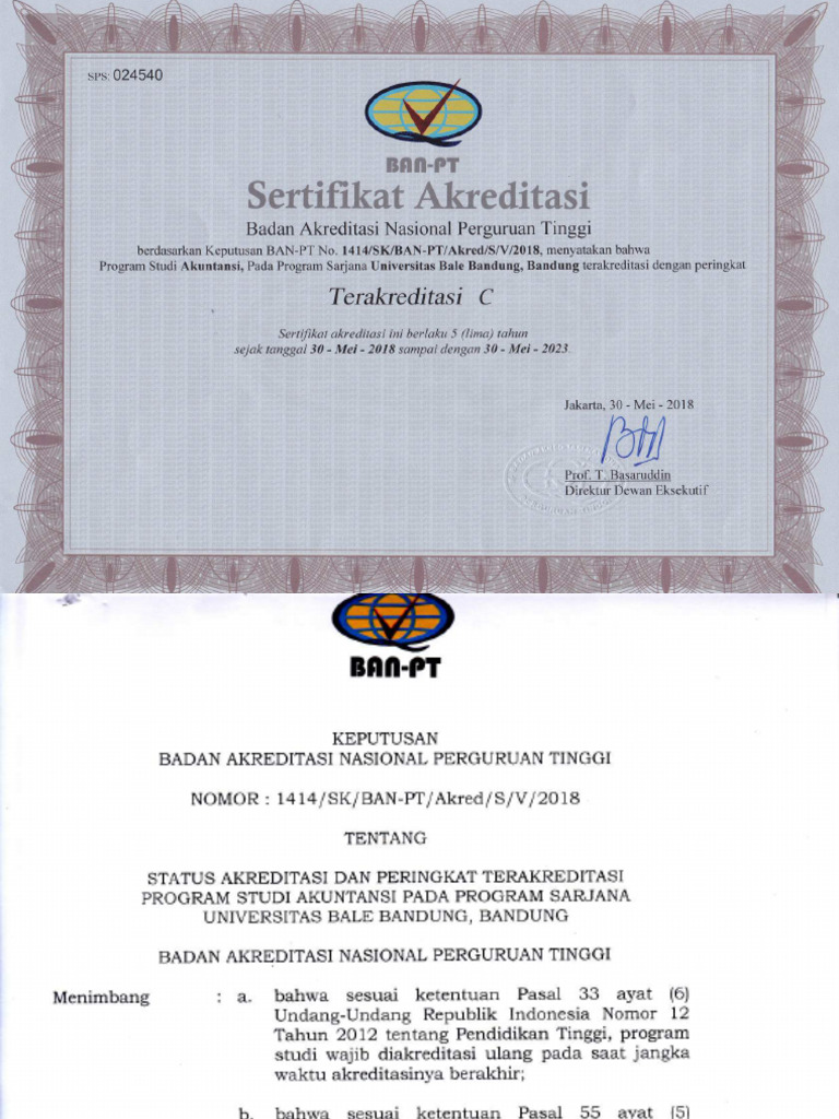 AKREDITASI AKUNTANSI Sertifikat Dan SK Akreditasi Prodi. Akuntansi 2018 ...